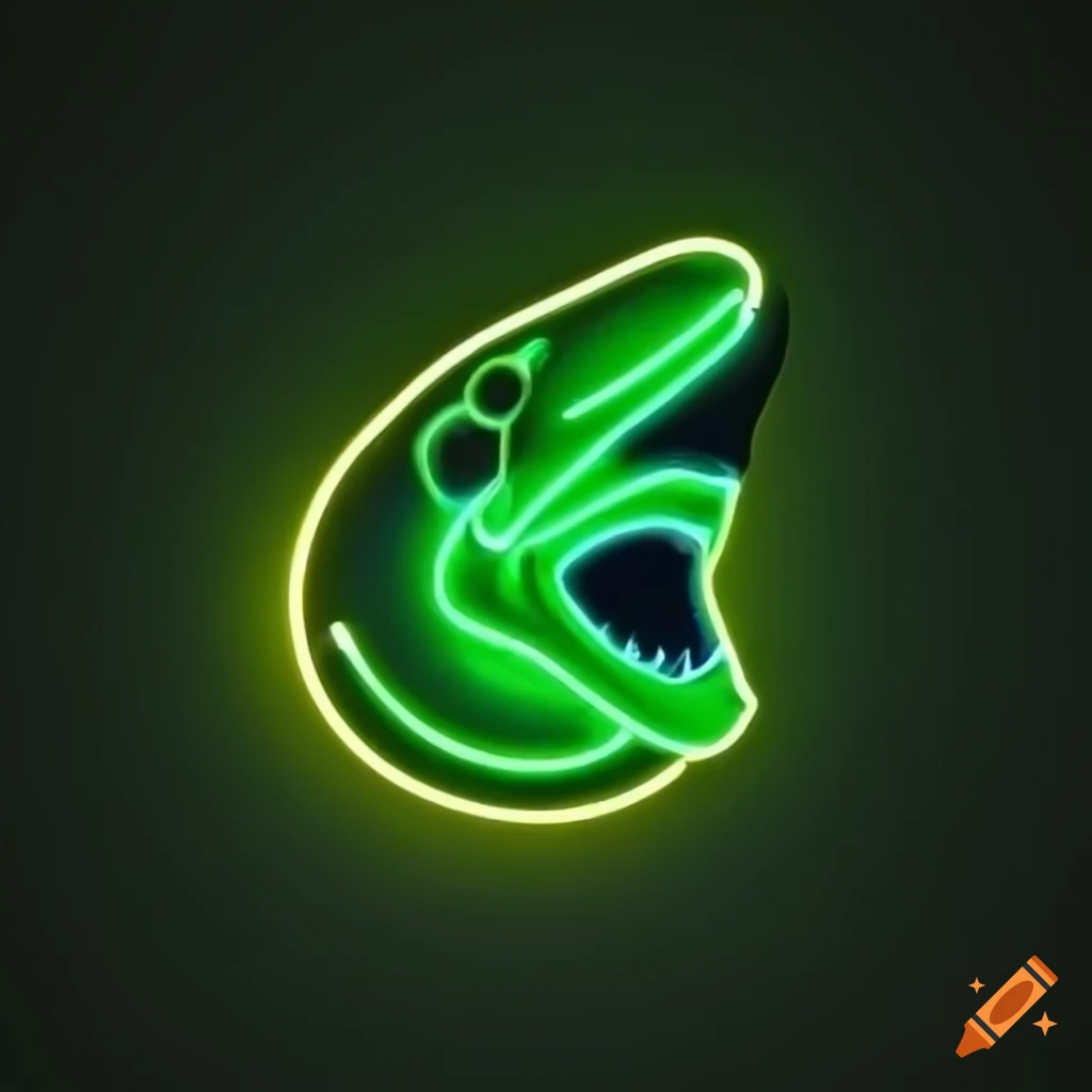 Neon shark gaming logo in yellow and green