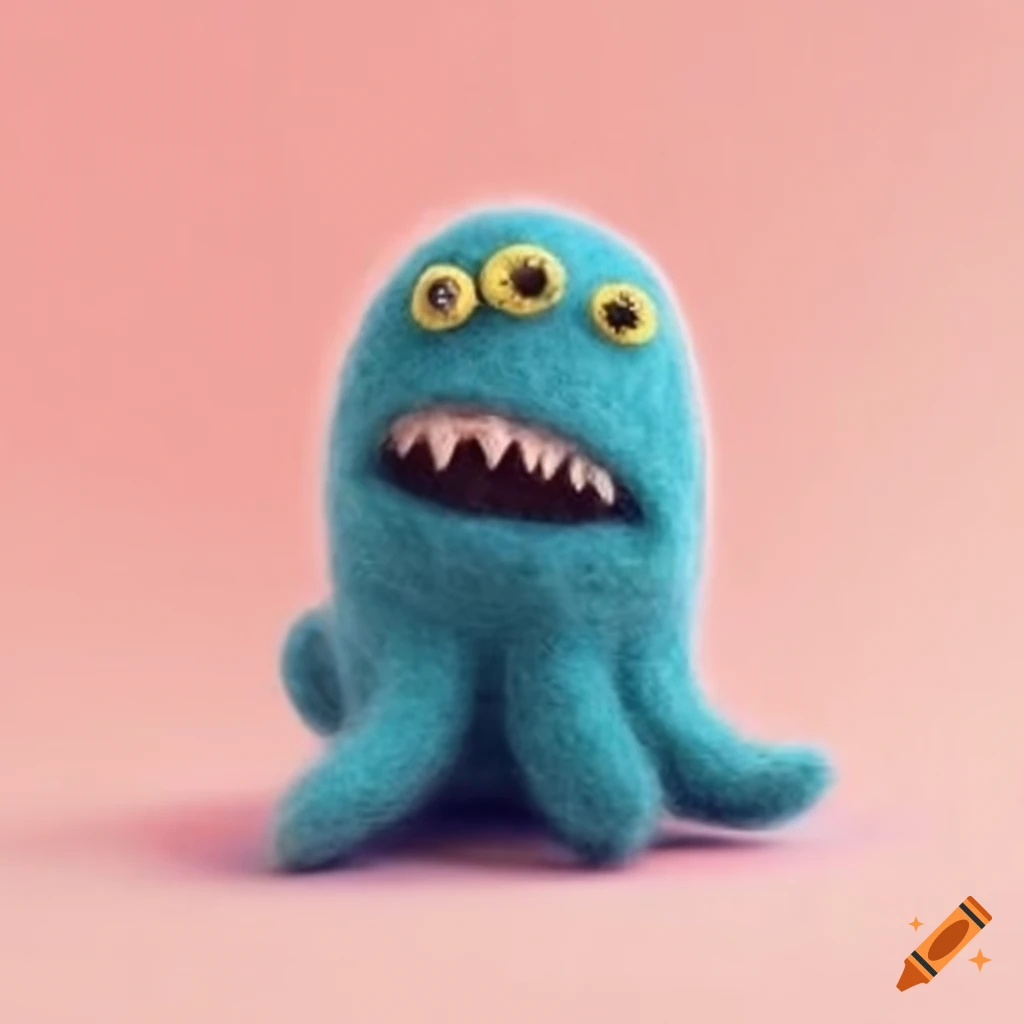 Cute felted wool sea monsters