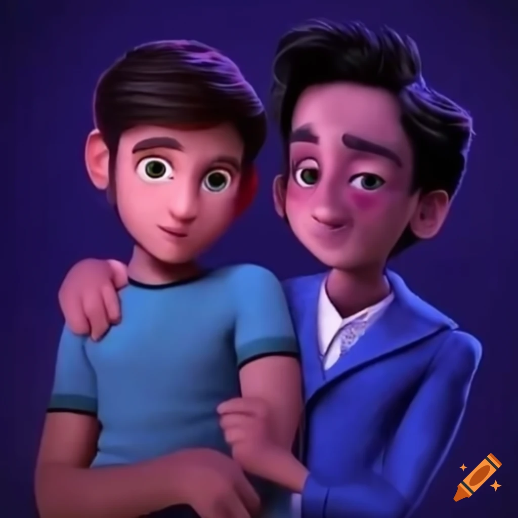 Illustration of two friends in Disney Pixar style on Craiyon