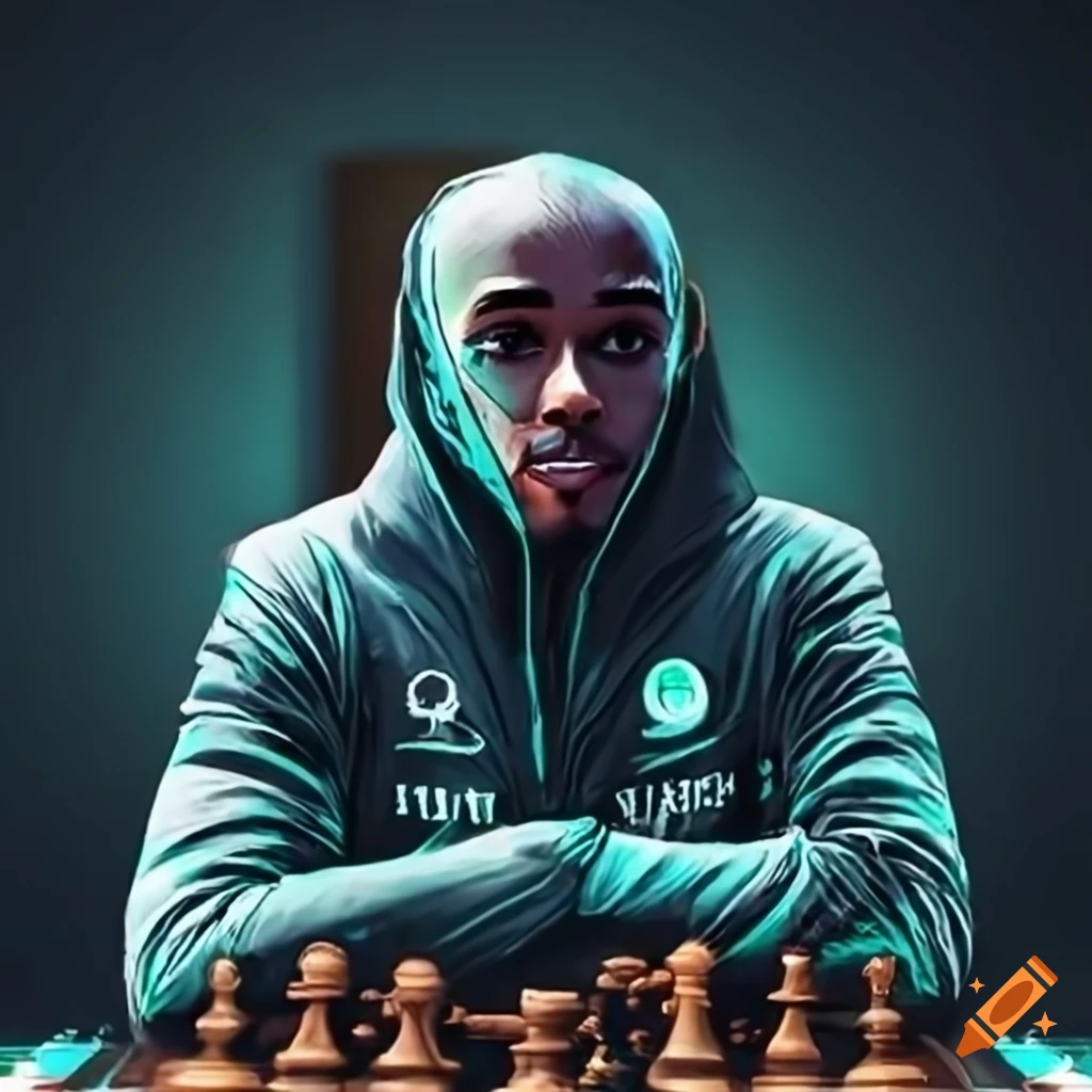 Chess-themed image for fans of lewis hamilton and man city on Craiyon