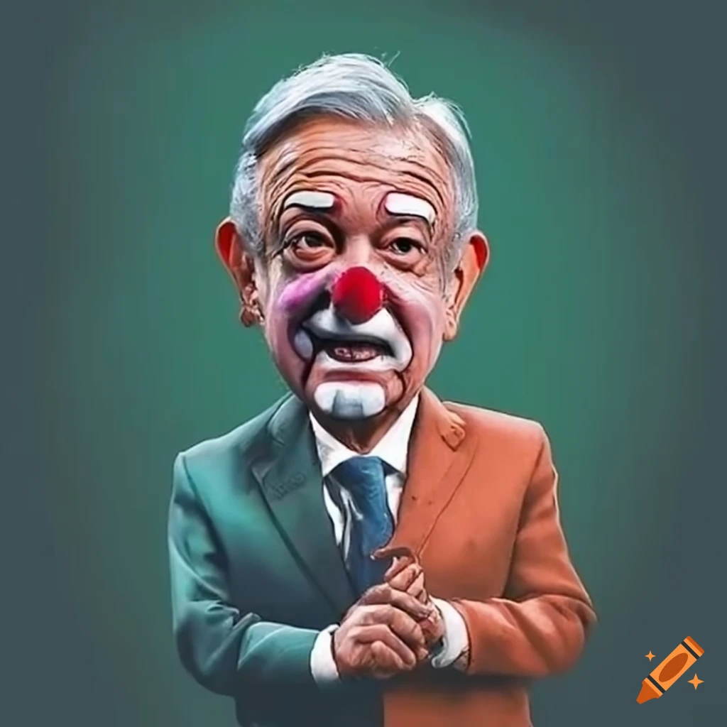 Satirical image of a clown with amlo's face