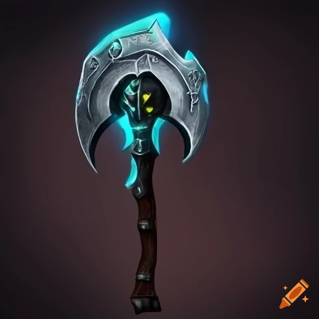 Artistic depiction of a magical symmetric battle axe