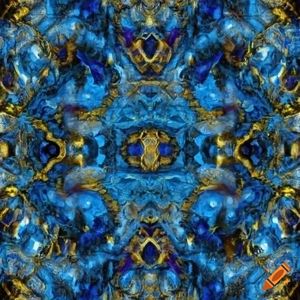 Electric blue and gold mosaic texture