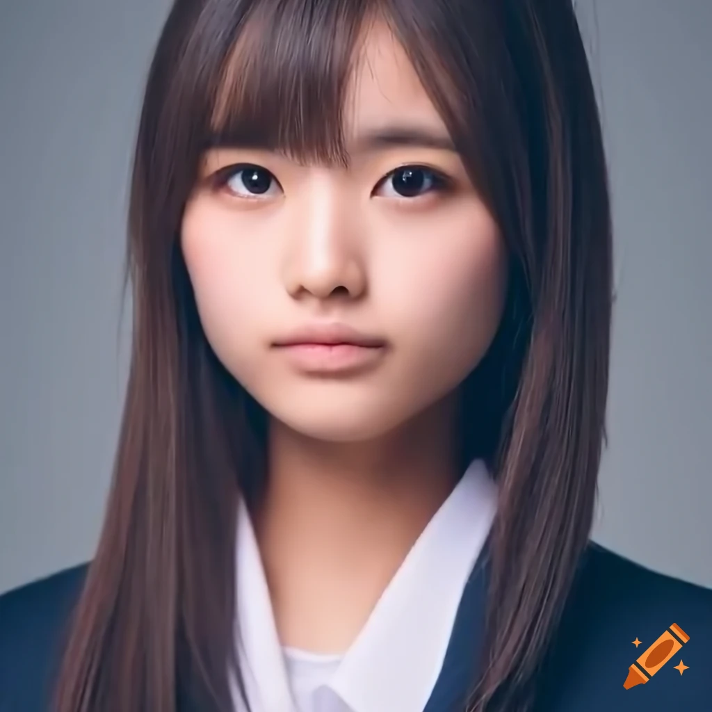 Portrait of a cute japanese actress in a school uniform on Craiyon