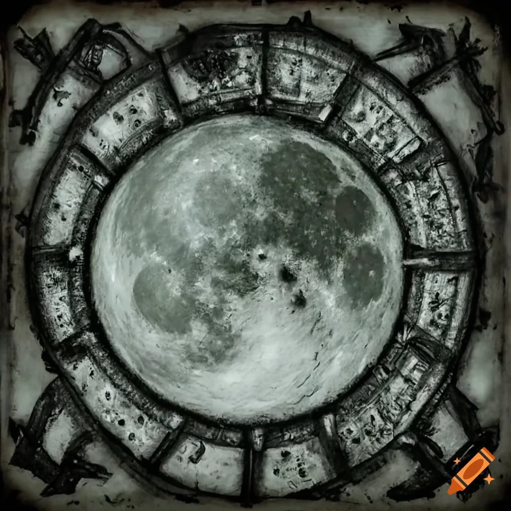 Drawing of the full moon in the necronomicon from evil dead