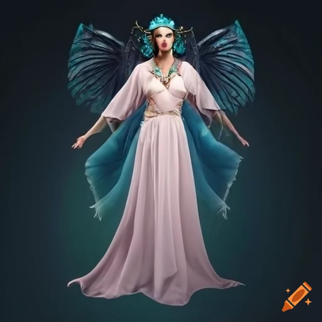 Artwork of a serene wind goddess in a colorful robe on Craiyon