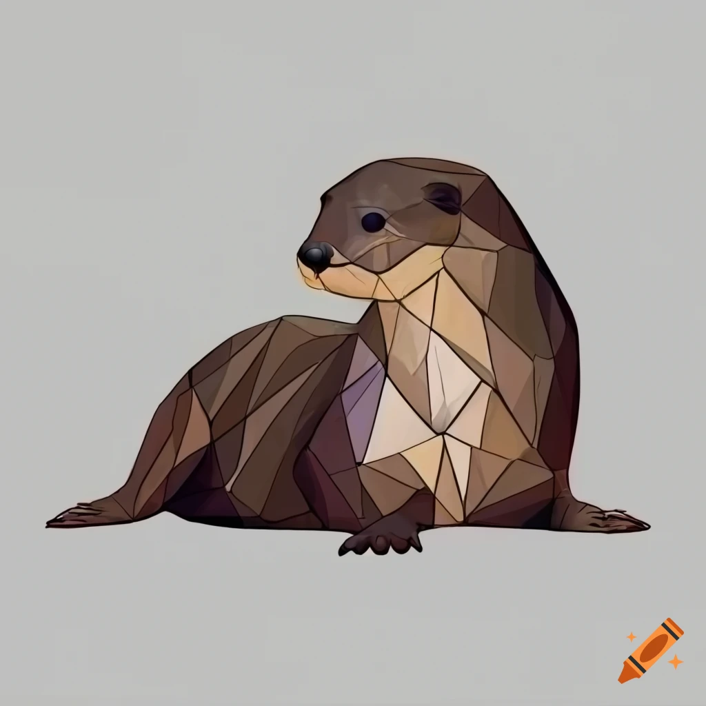 Geometric otter illustration on a white background