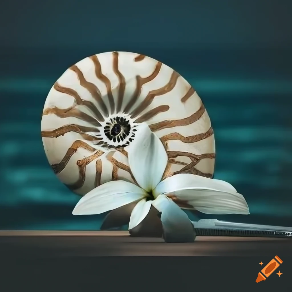 Nautilus seashell in a crystal bottle on Craiyon