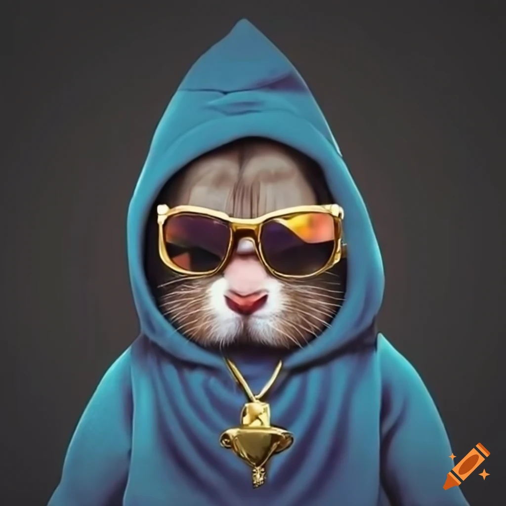 Gangster rabbit with hoody and sunglasses on Craiyon