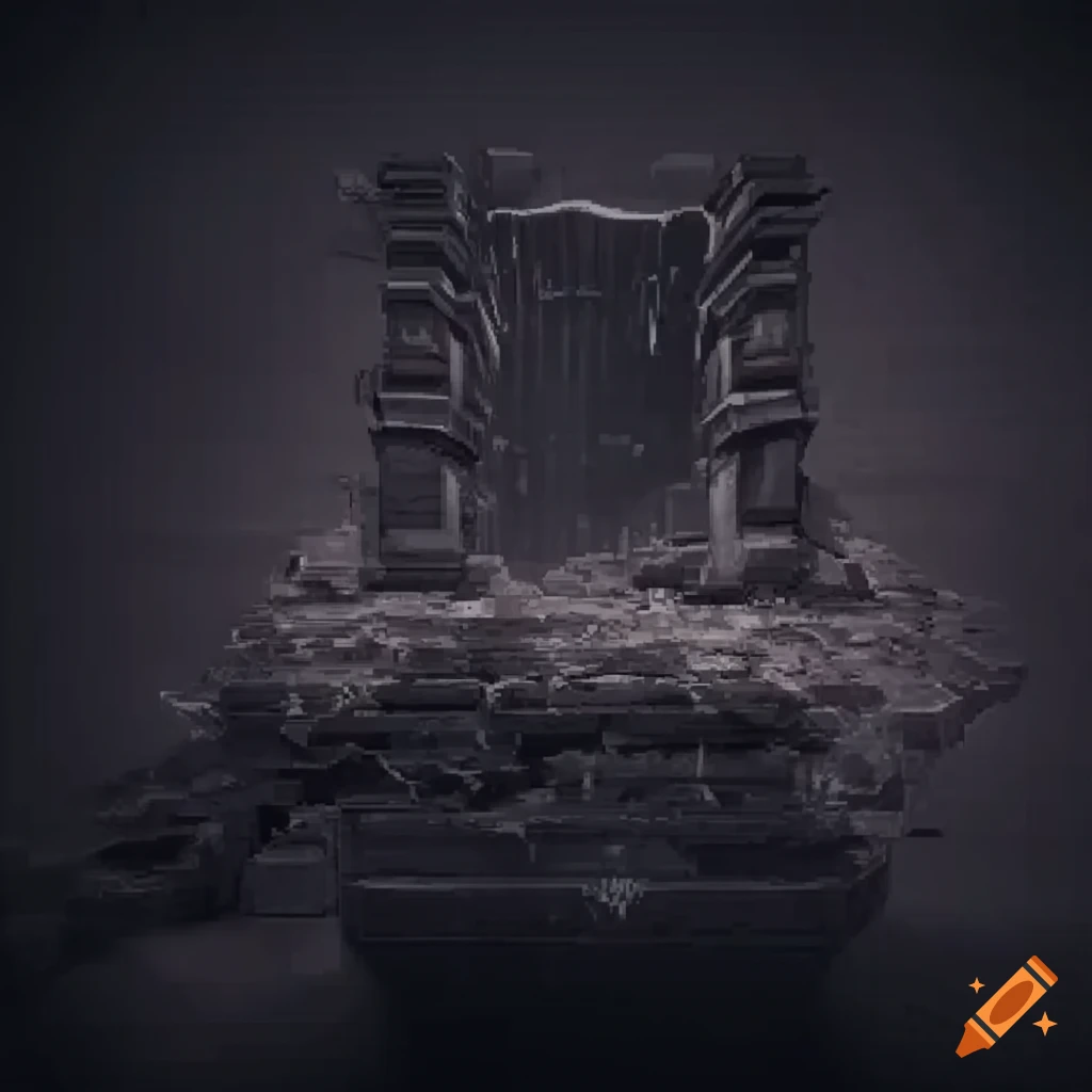 Tiles of h.r. giger inspired ruins in a 2d metroid game