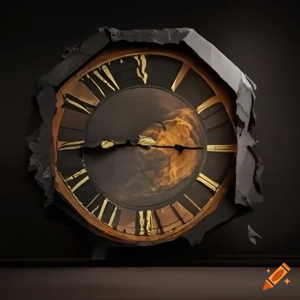 Image of a vintage damaged clock on Craiyon