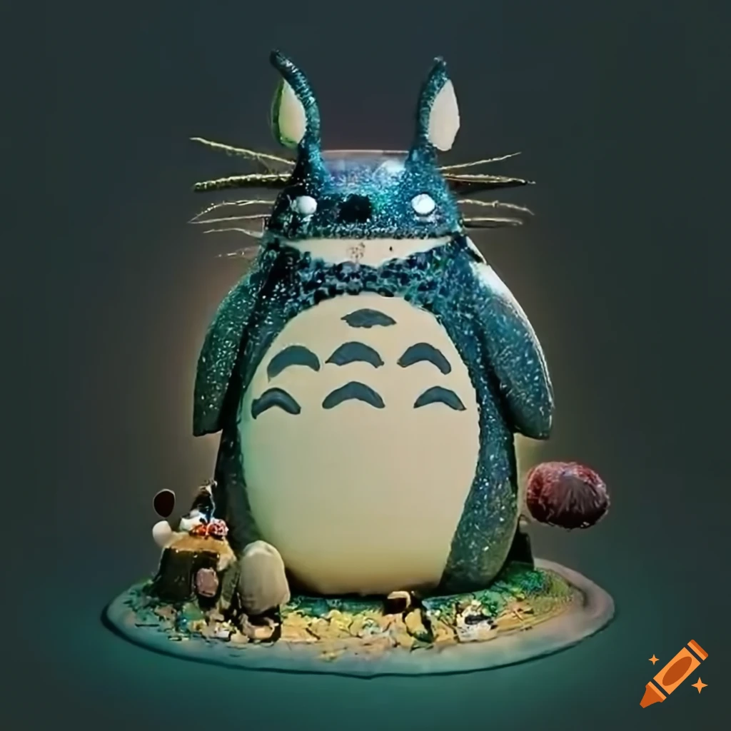 Diorama of totoro and blade runner inspired video game