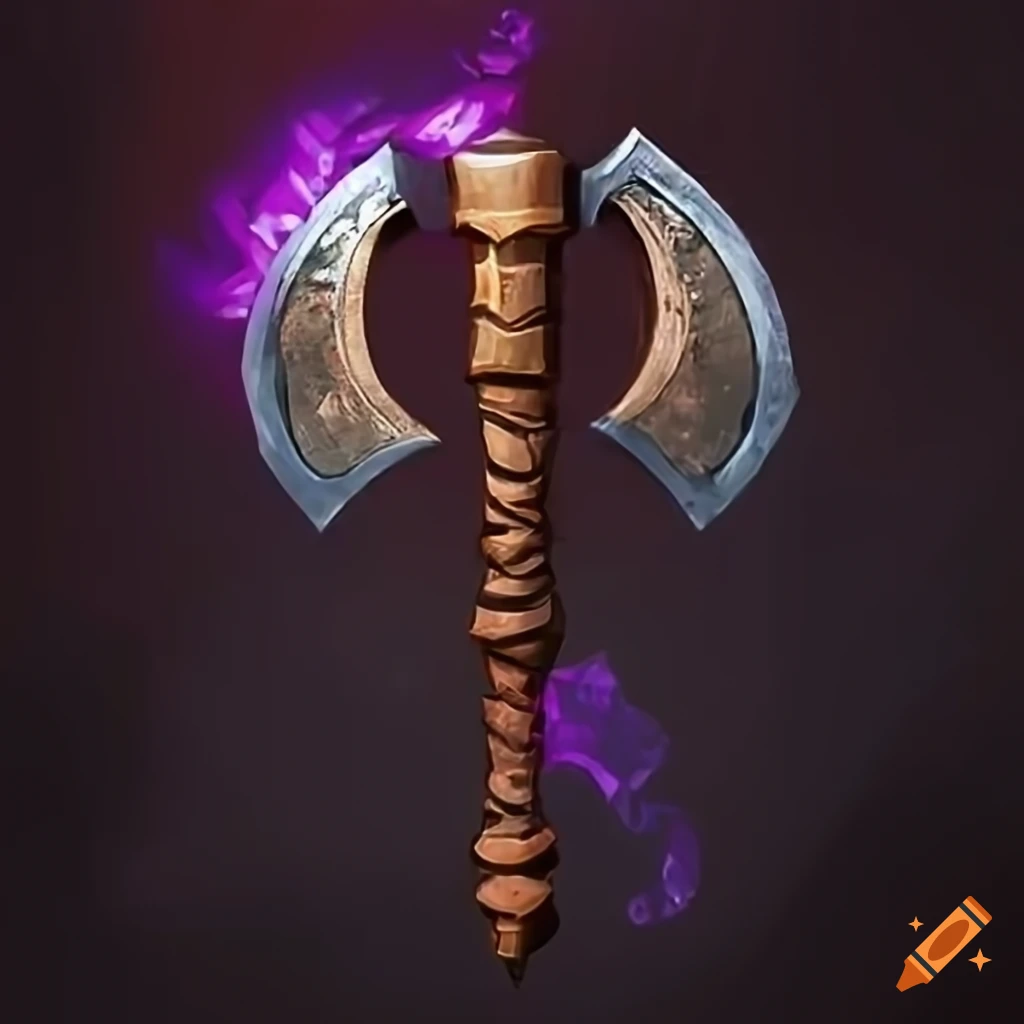 Image of an arcane axe on Craiyon