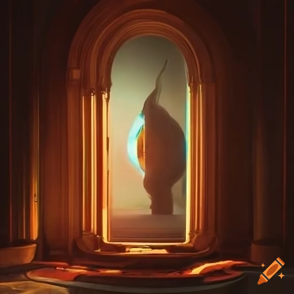 Magic mirror portal to another country on Craiyon