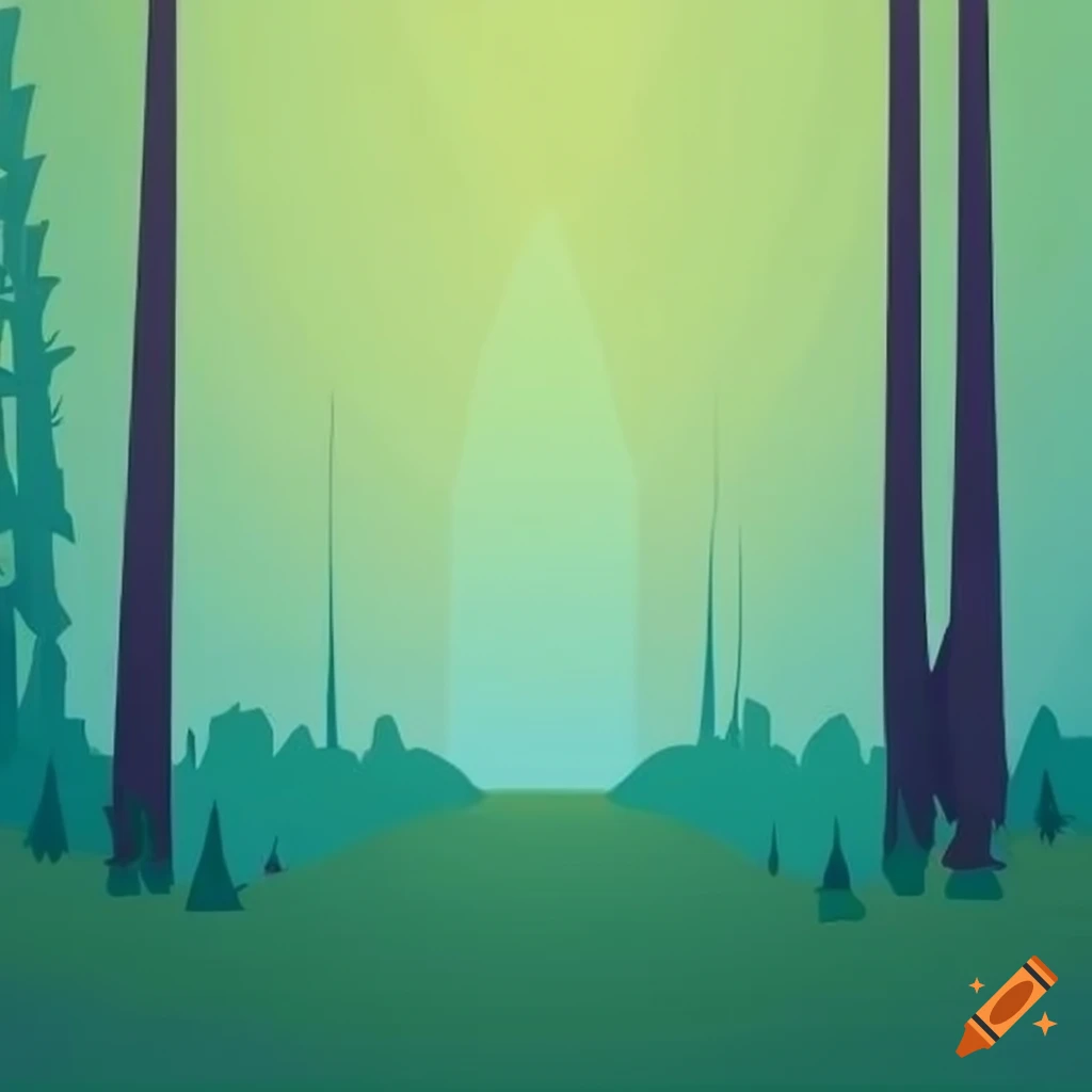 Cartoon illustration of an open space in an american southern forest