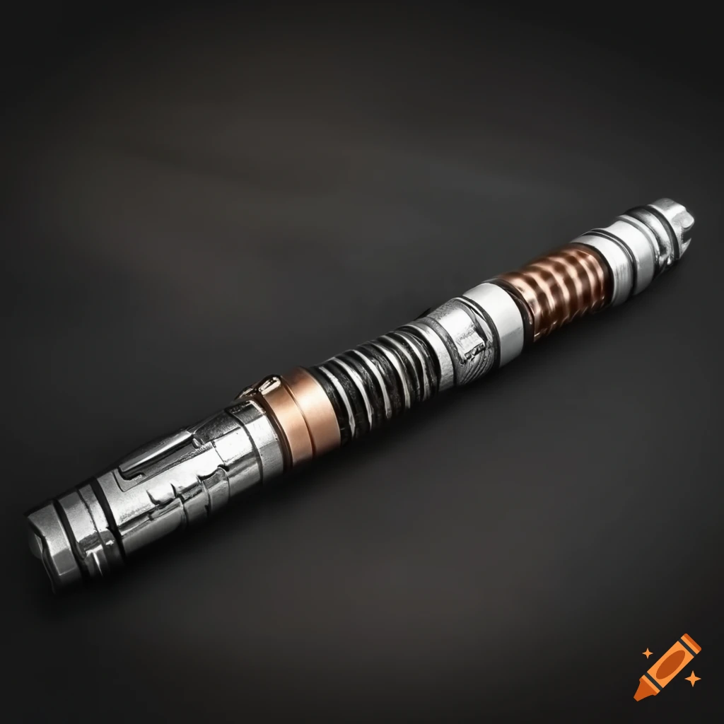 Detailed copper lightsaber hilt with gunmetal black features on Craiyon