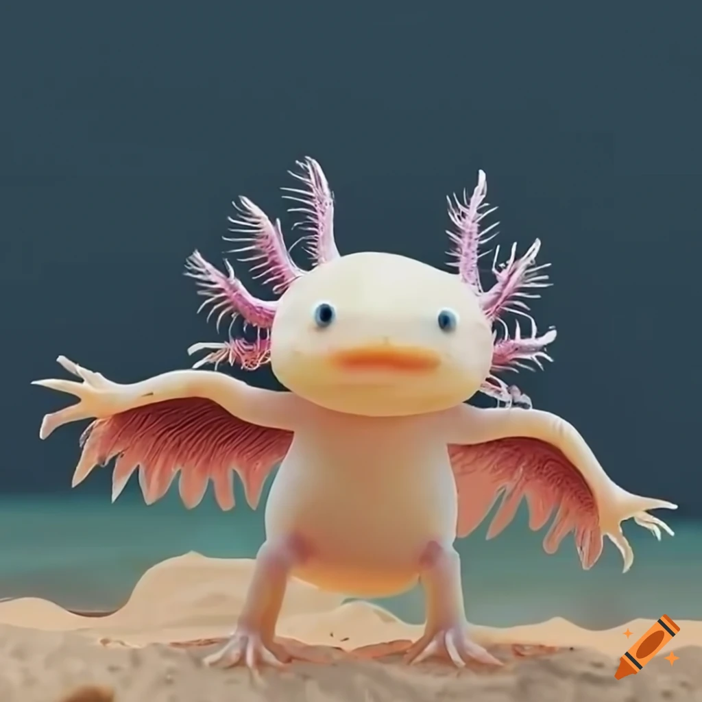 Axolotl dancing on the beach on Craiyon