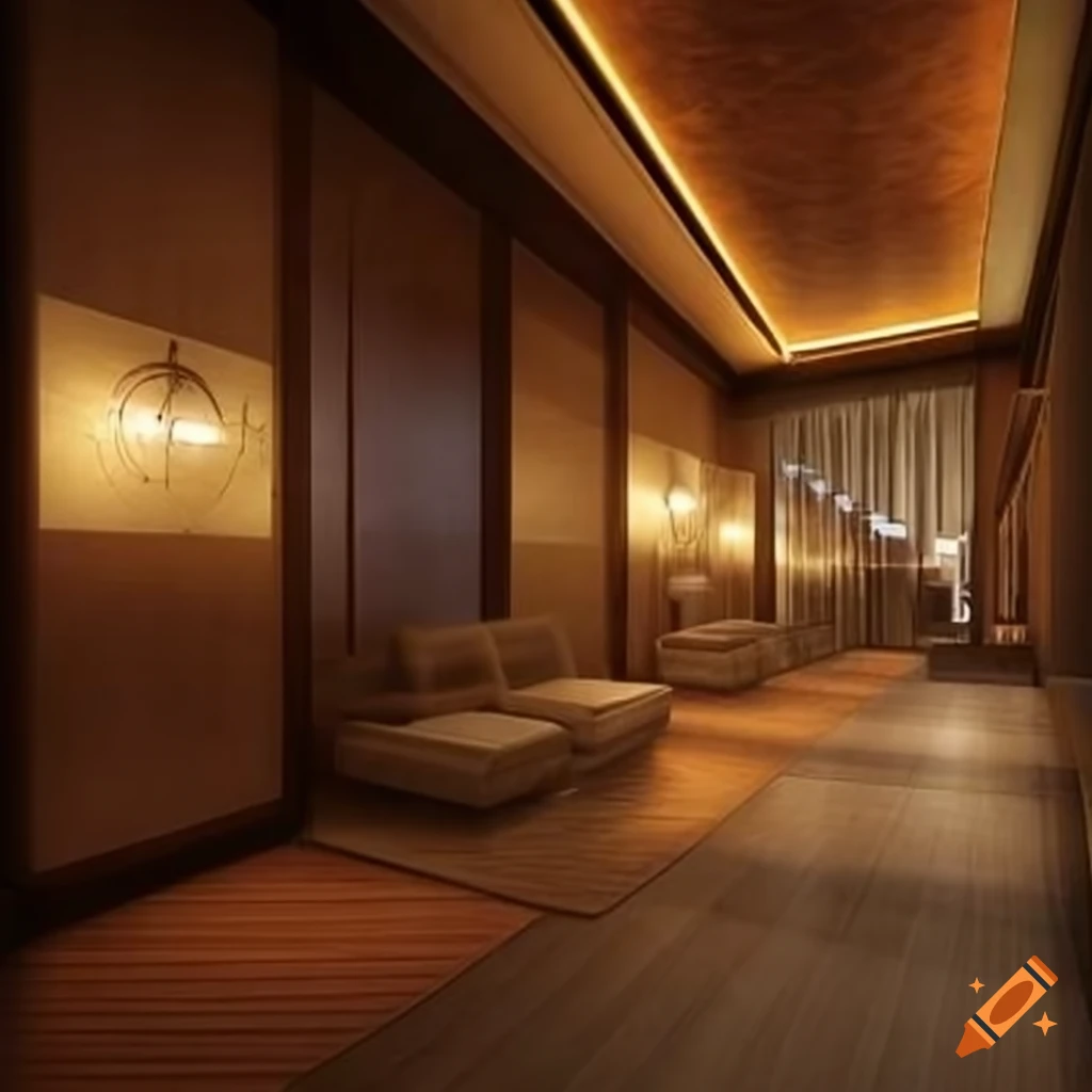 Traditional korean-style resort lobby design