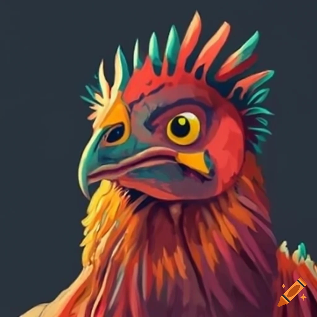 Minimalistic art of a chicken in the style of alex katz on Craiyon