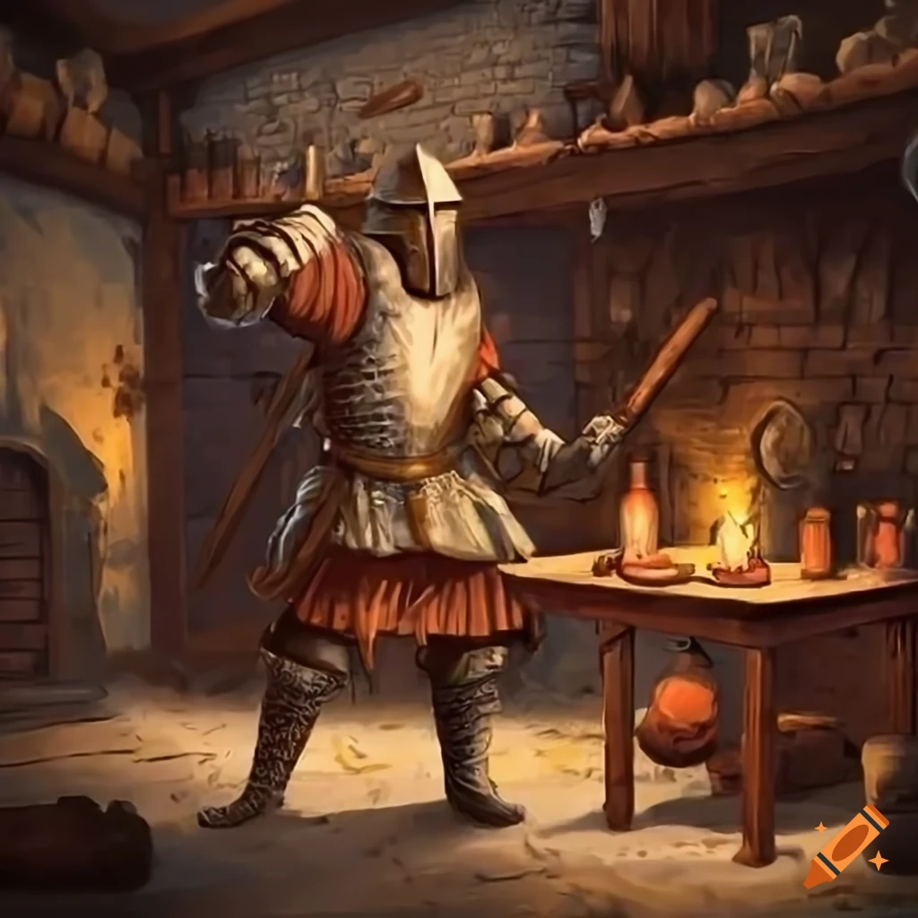 Dragonborn standing guard at a door on Craiyon