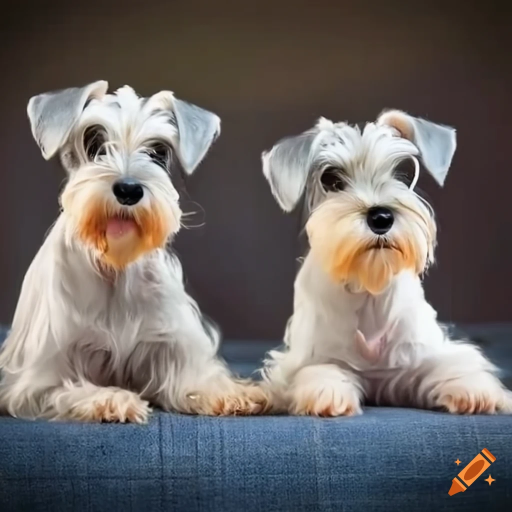 Two small white schnauzer dogs on Craiyon