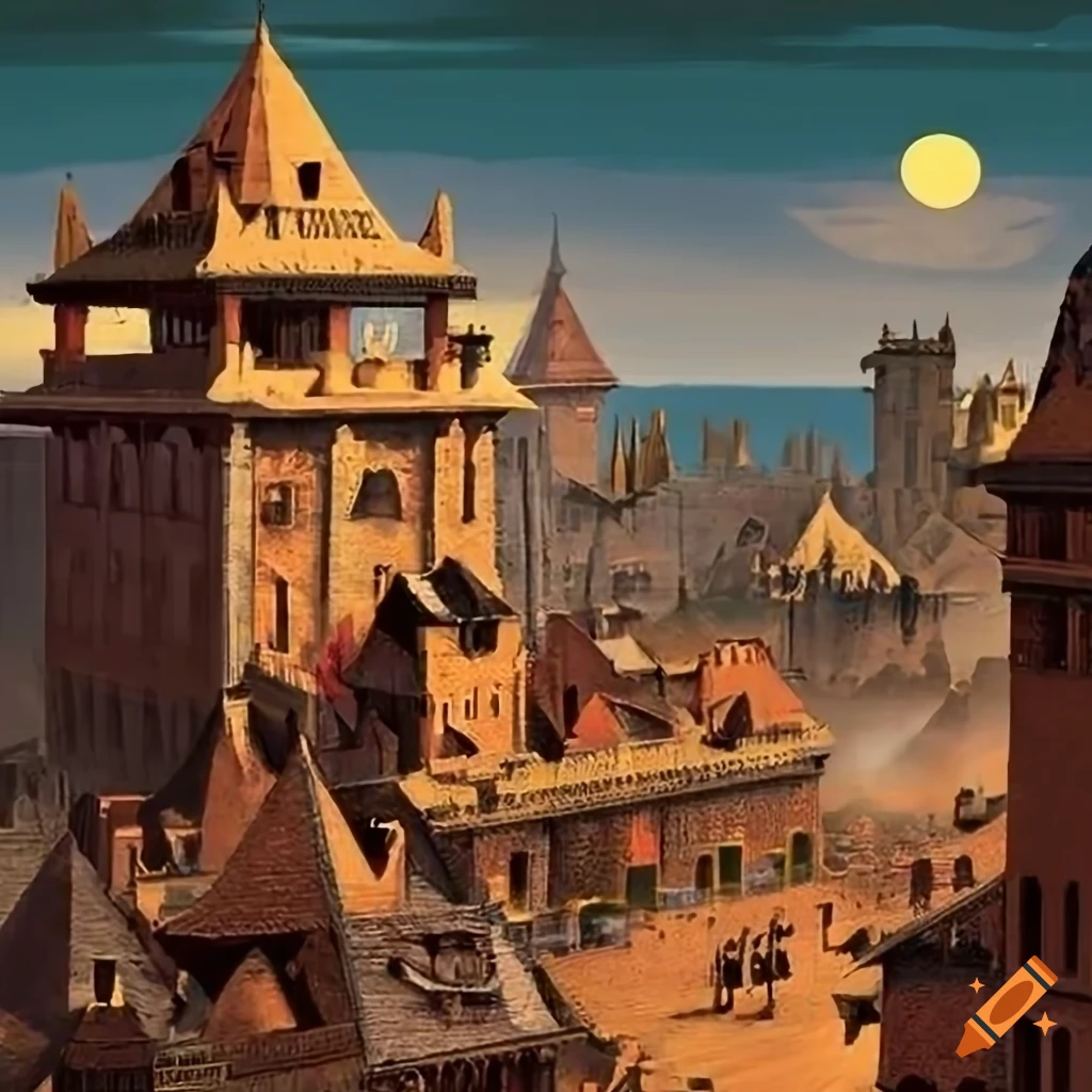 Vintage travel poster of age of empires ii game scene