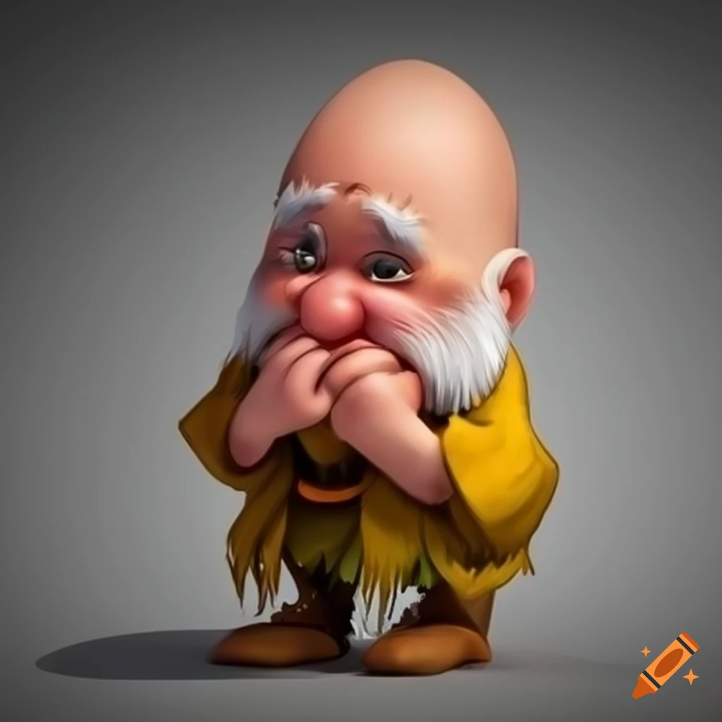 Cartoon image of a sad dwarf on Craiyon