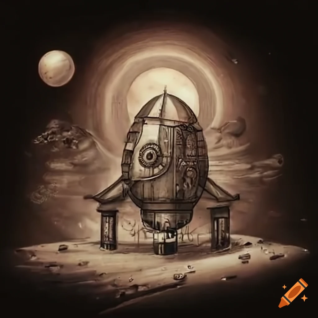 Oil painting inspired by tim burton and dr. seuss of a steampunk ...