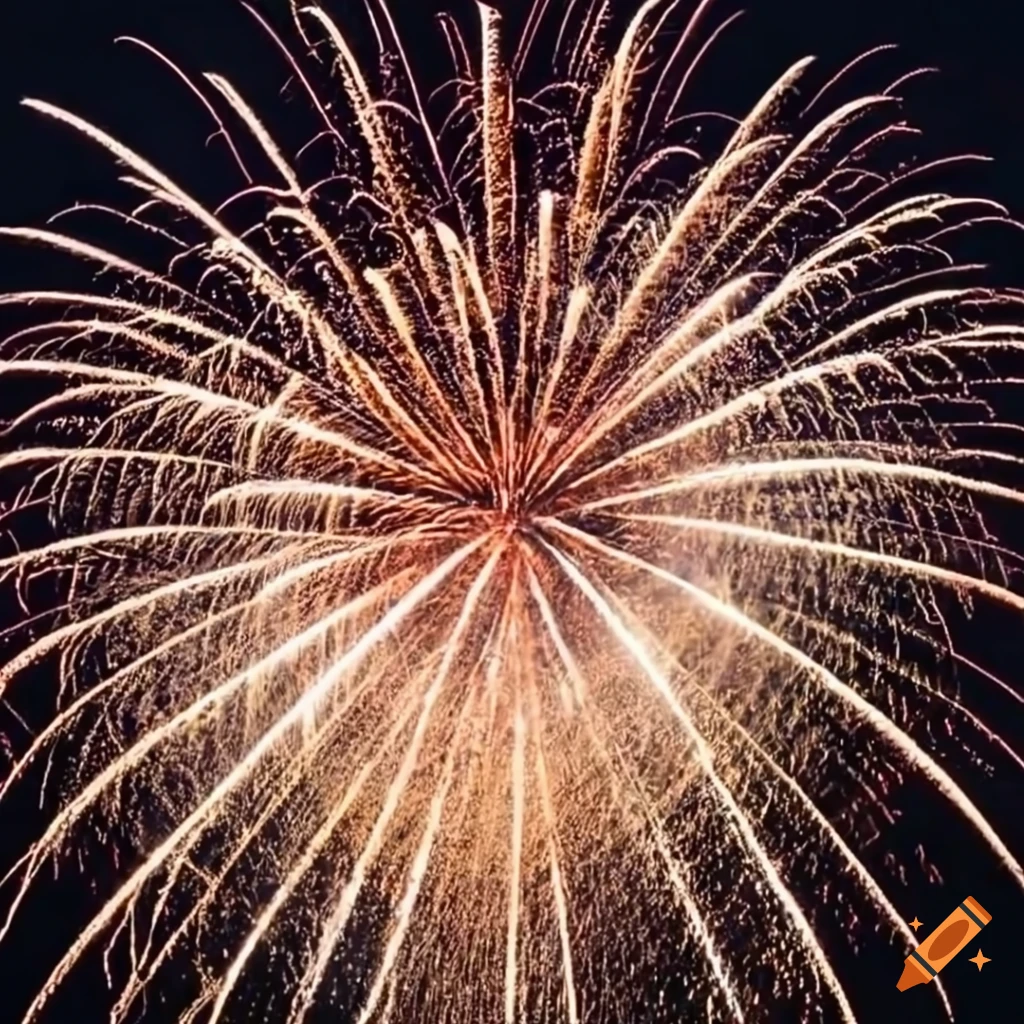 Vibrant fireworks lighting up the night sky on Craiyon