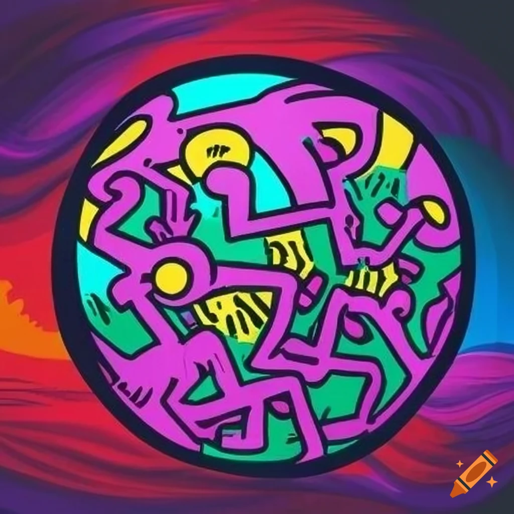 Vibrant album cover with disco balls and graphic designs on Craiyon