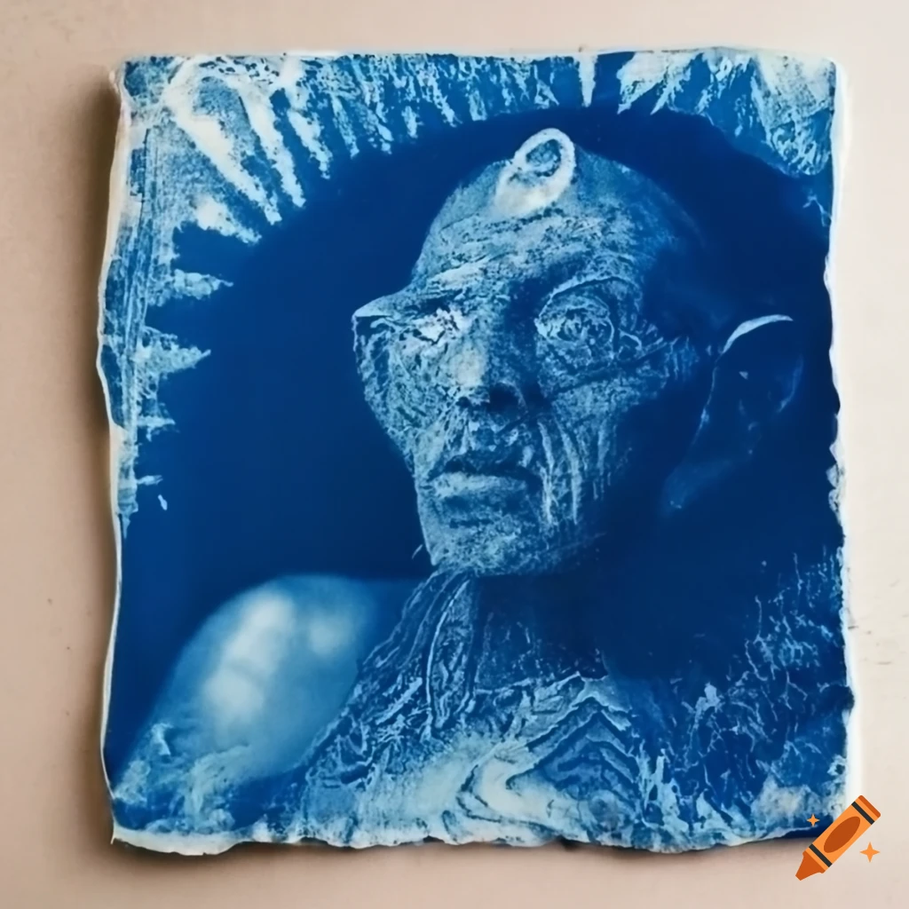 Insect specimen box with strange insects in cyanotype photo on Craiyon