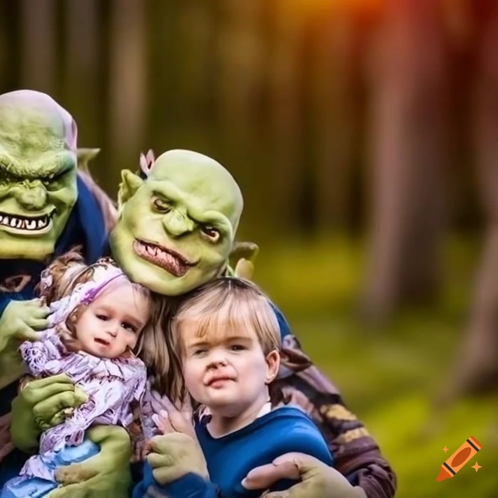 Charming artwork of an ogre family on Craiyon