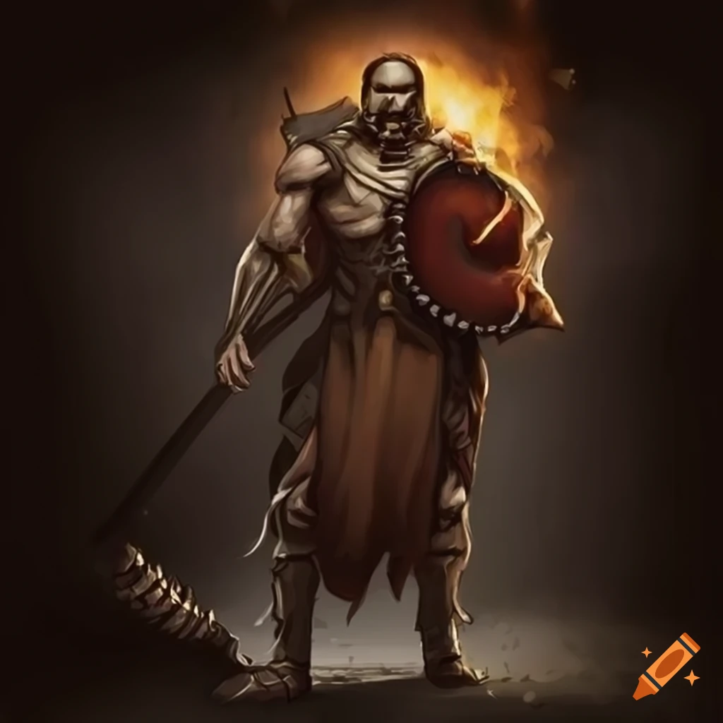 Poster of a warrior triumphing over a skeleton