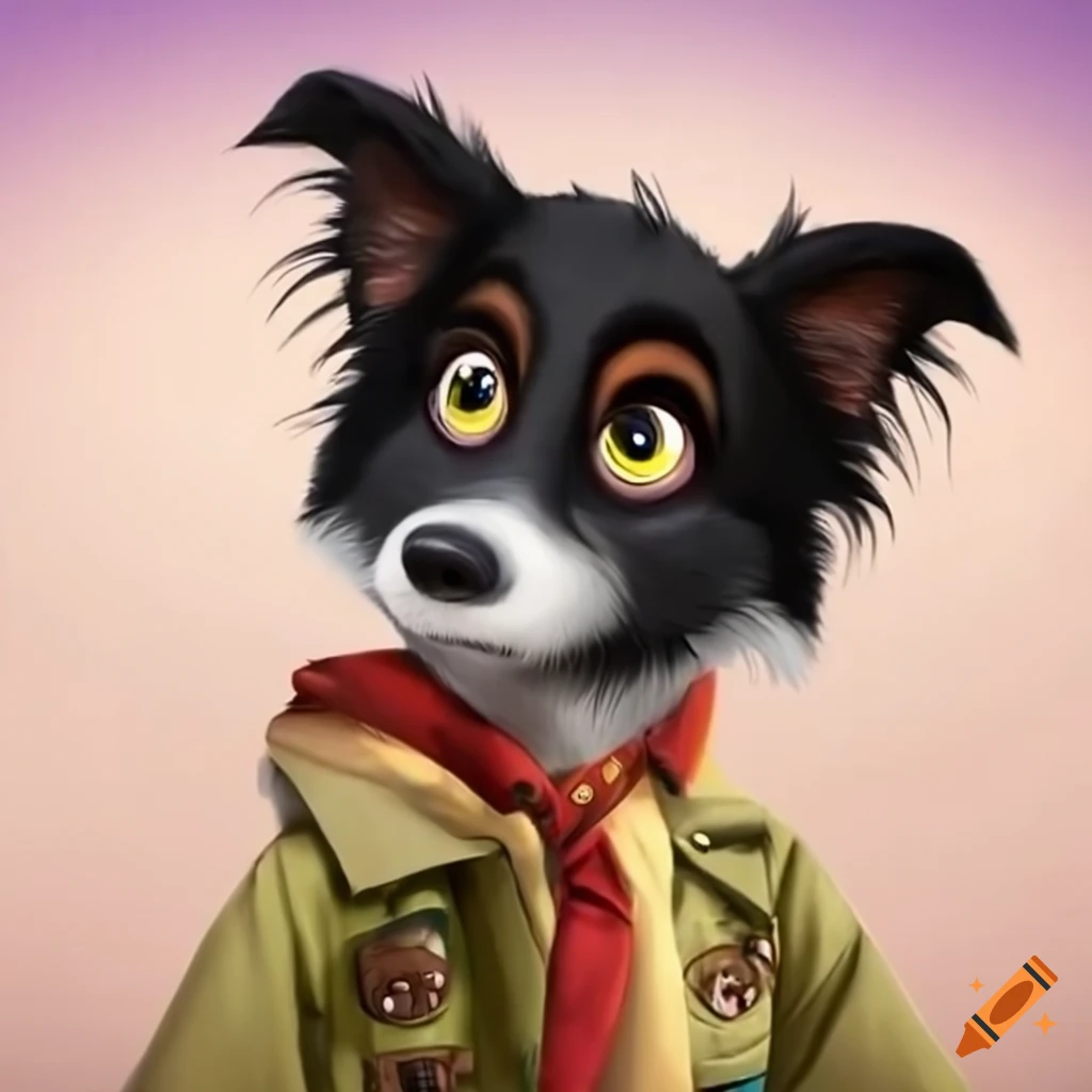 Border collie wearing scout uniform on Craiyon