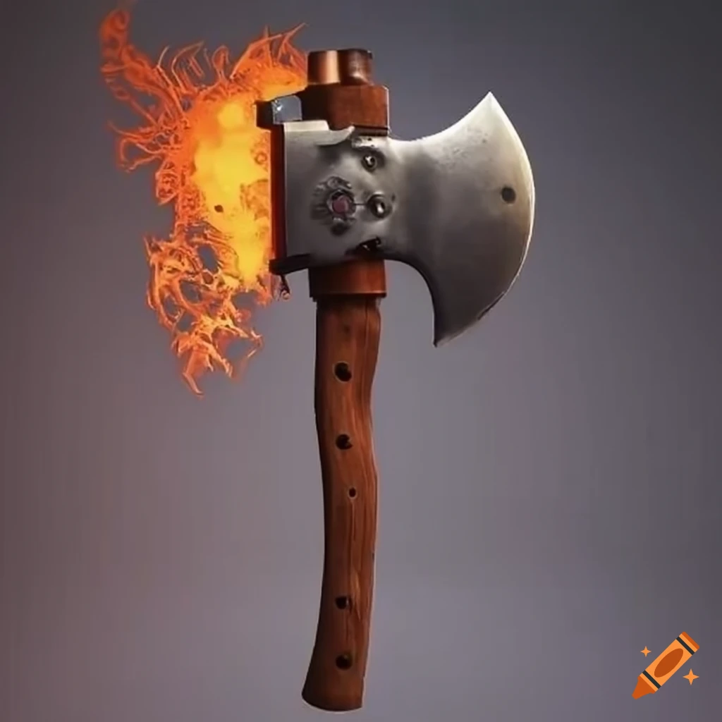 Image of a mechanical steam axe on Craiyon