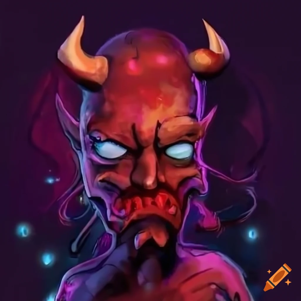 Fan art of the devil in the style of rick and morty on Craiyon