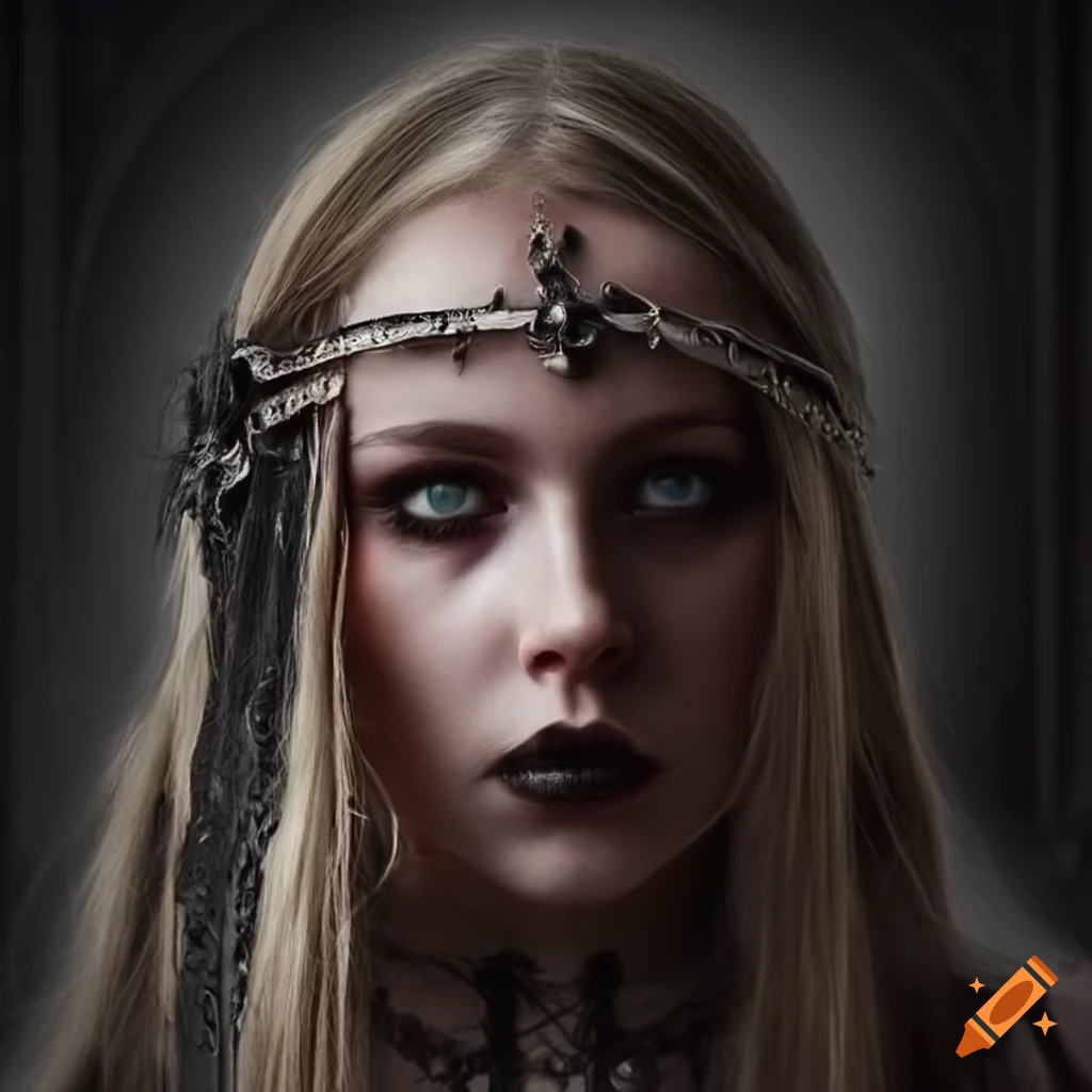 Image of a gothic nordic woman in medieval attire on Craiyon