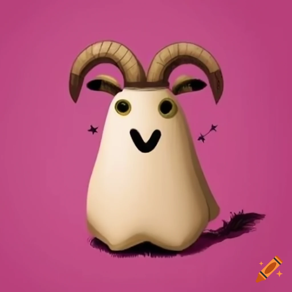 Cartoon of a ghost goat for halloween on Craiyon