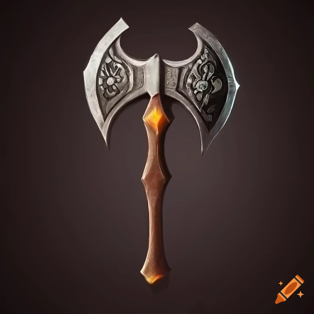 Artistic illustration of a magical battle axe