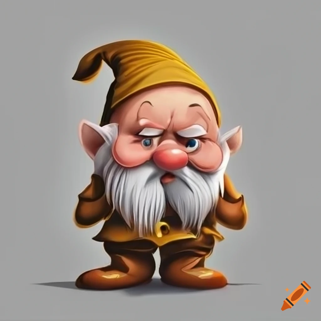 Cartoon image of a sad dwarf on Craiyon
