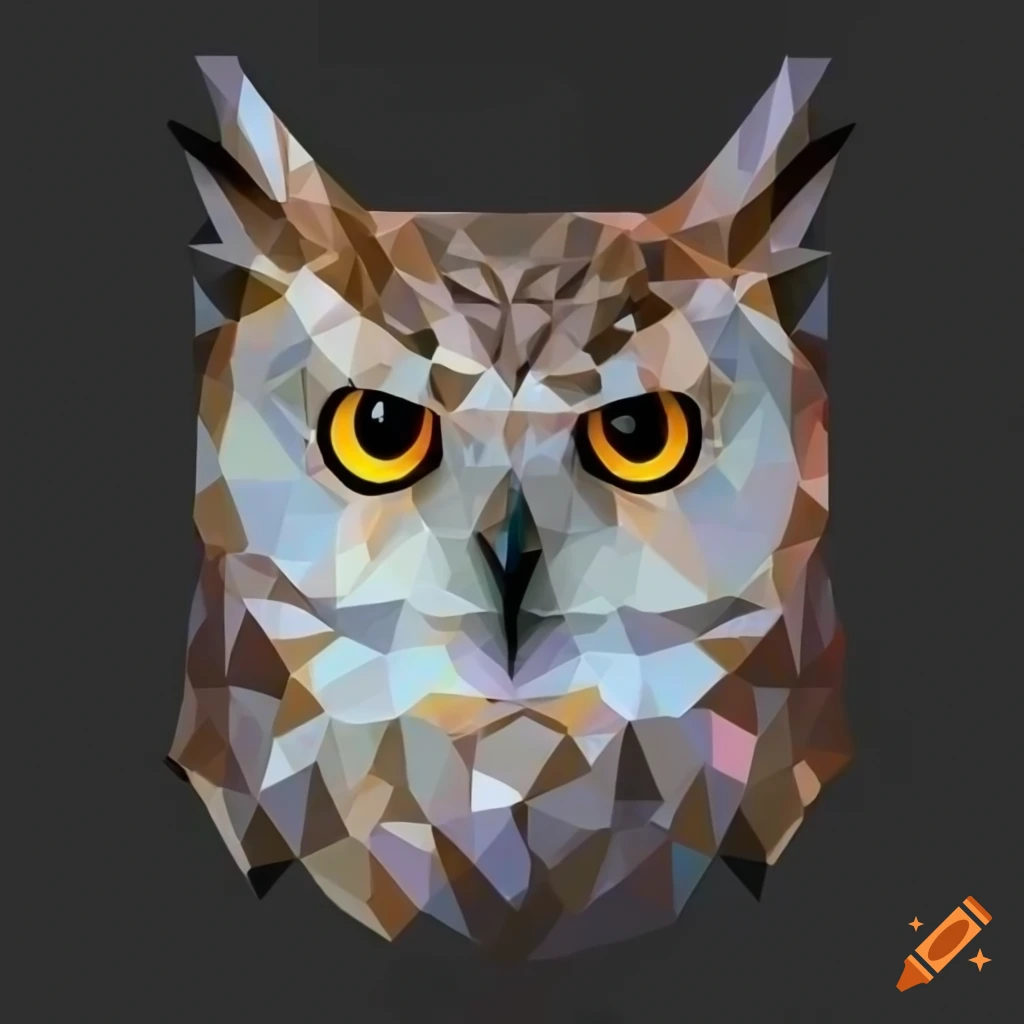 Polygon owl face on transparent background