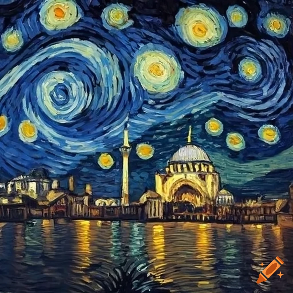 Van Gogh style painting of Istanbul on Craiyon