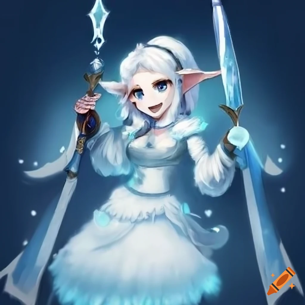 Digital art of a cheerful elf with owl companion