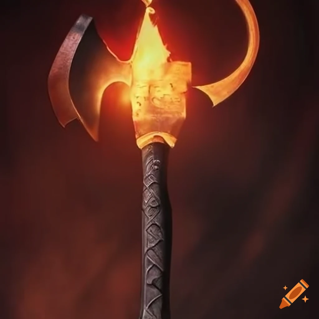 Illustration of a magic steel axe on Craiyon
