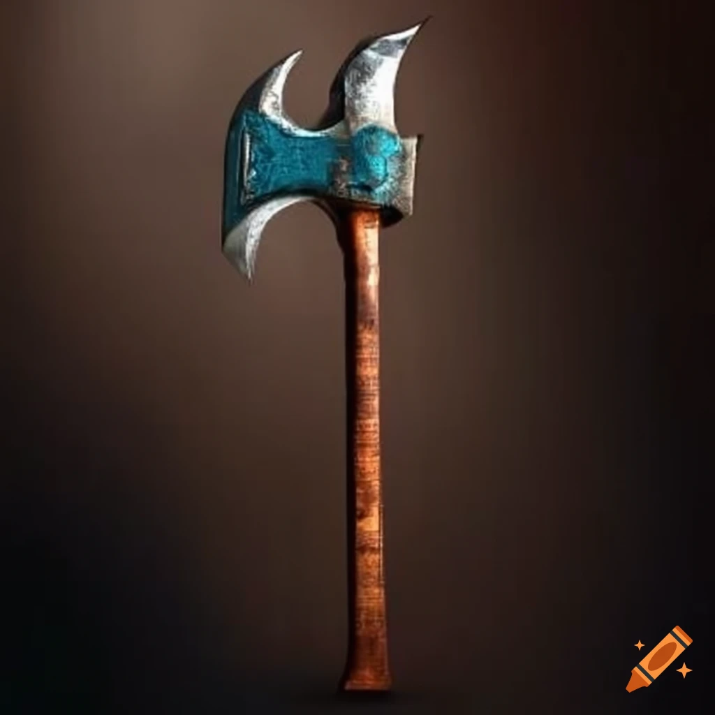 Red axe-head with plain wooden handle on Craiyon