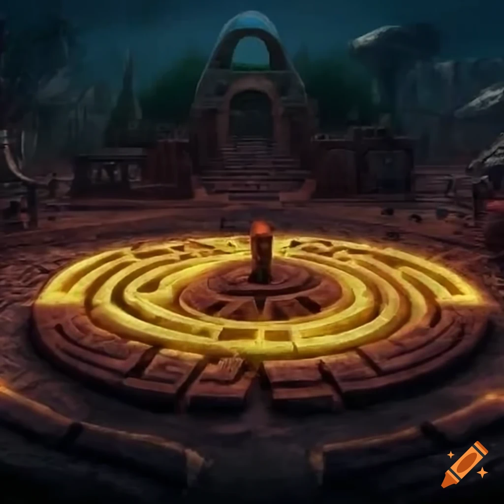 Image of a wizard protecting an ancient labyrinth with magic on Craiyon