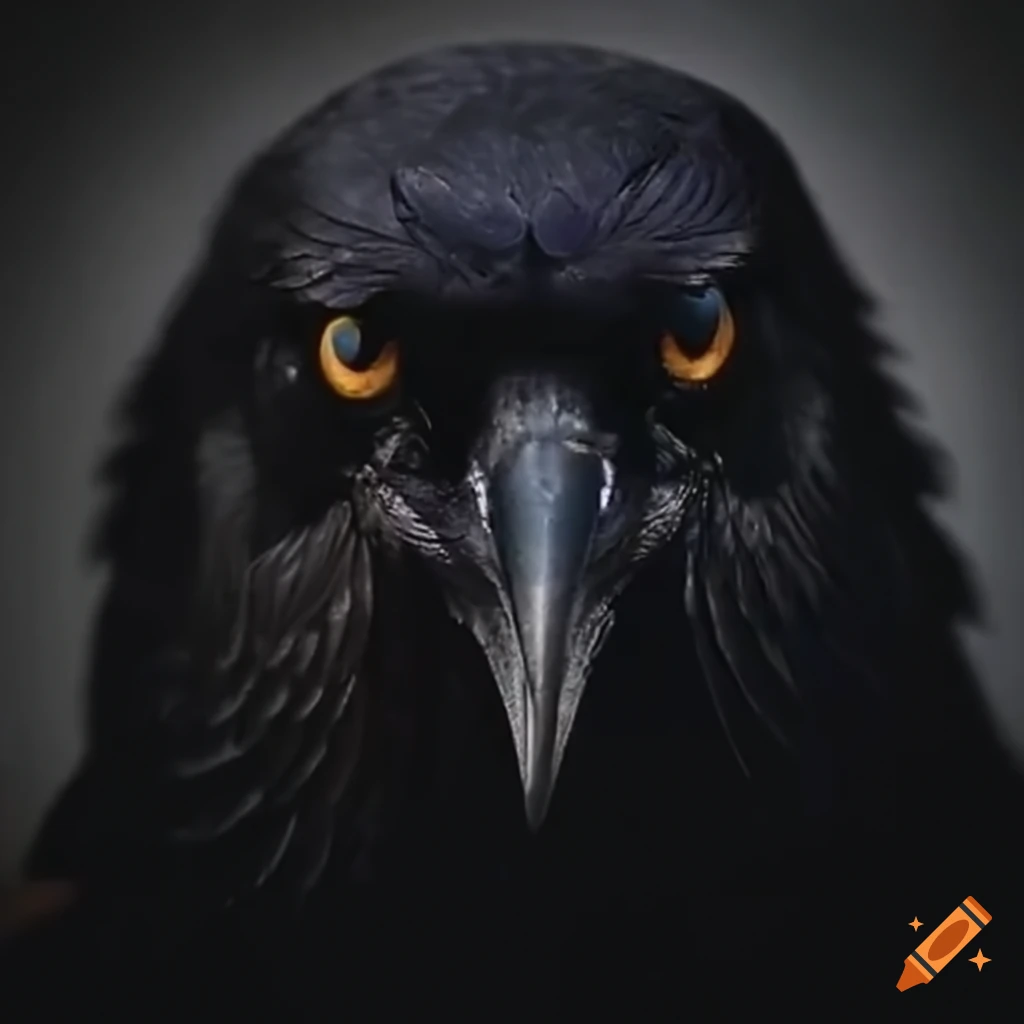 Close-up of a crow with piercing eyes on Craiyon