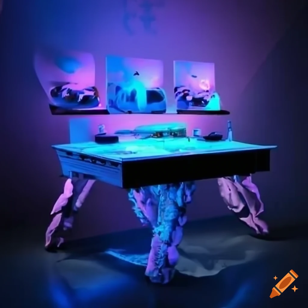 Dj table covered in snow on Craiyon