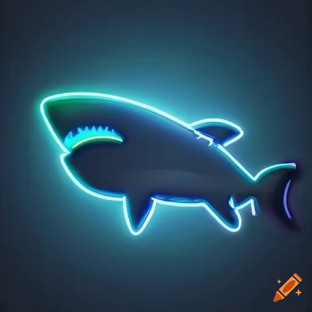 Neon logo of shark gaming