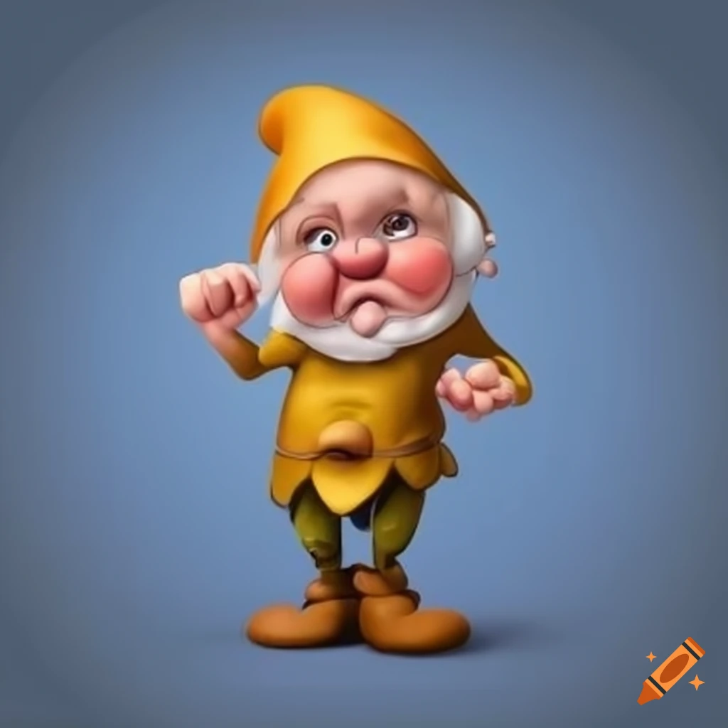 Cartoon image of a sad dwarf with hand on head